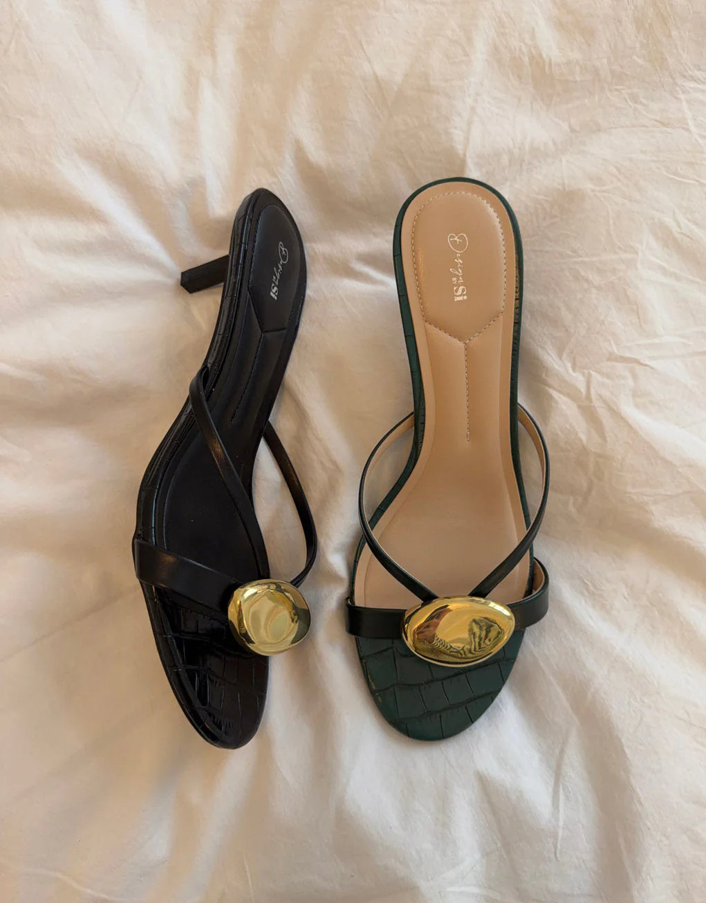 Cleopatra Mini Heels With Gold Detail - Green - Design By Si